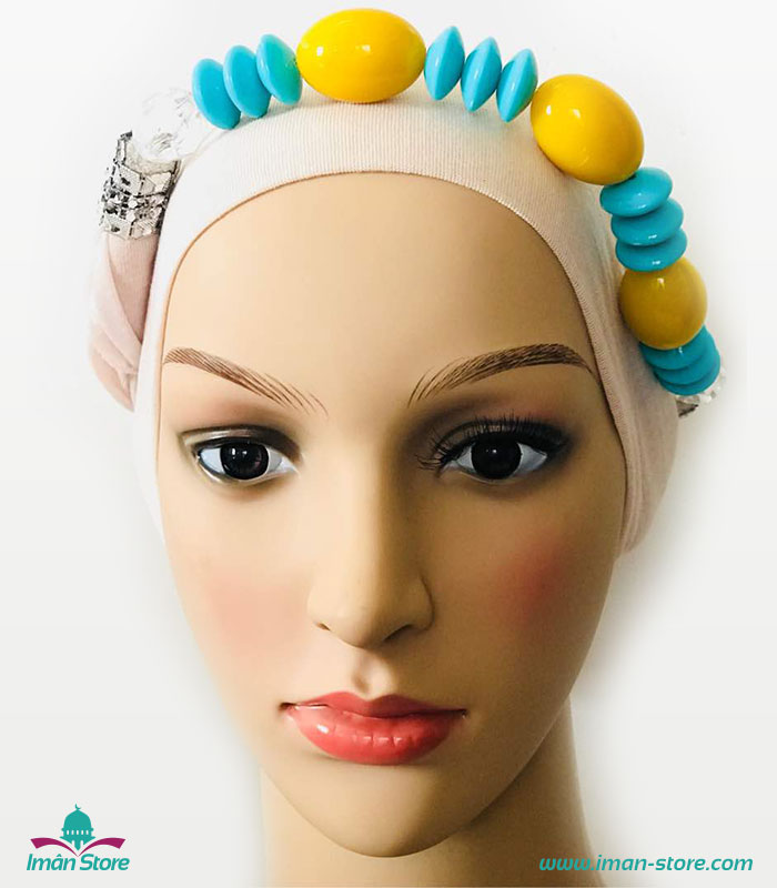 Turban à perles Maryam beige - Iman Store