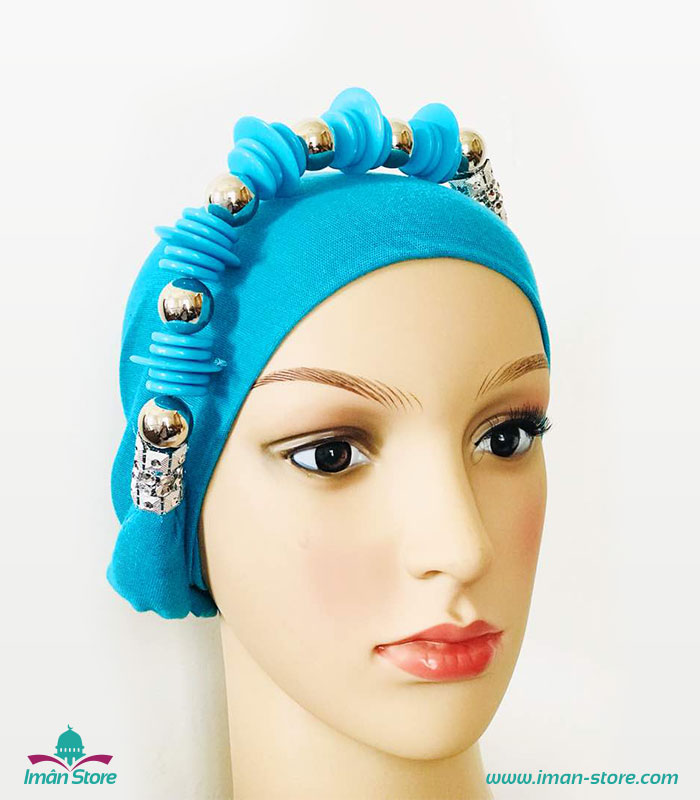 Turban à perles Maryam bleu turquoise - Iman Store
