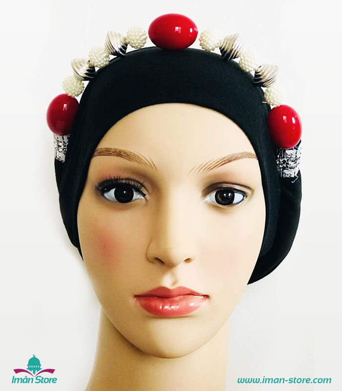 Turban à perles Maryam noir - Iman Store