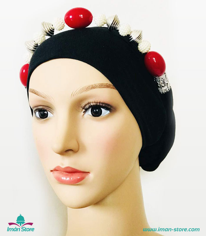 Turban à perles Maryam noir - Iman Store