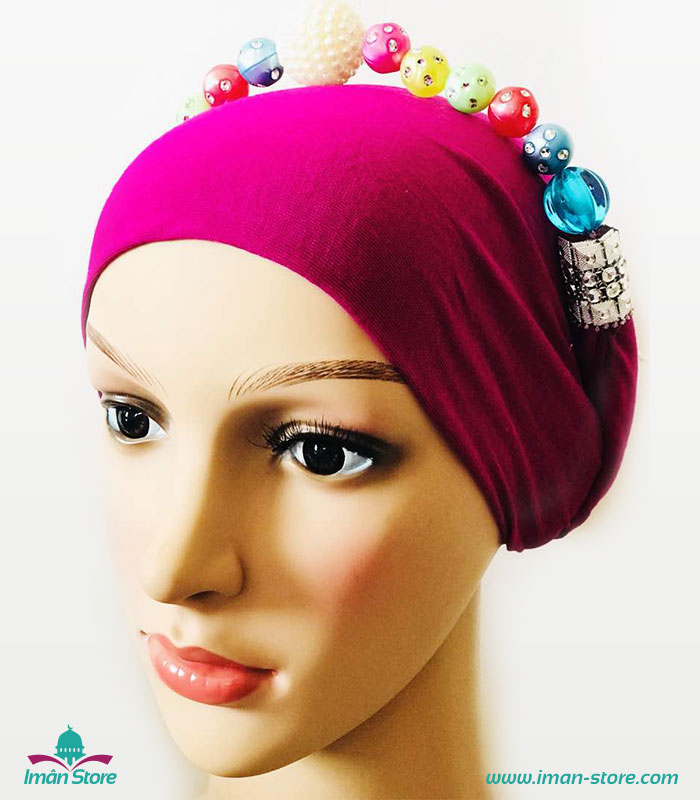 Turban à perles Maryam rose fushia - Iman Store