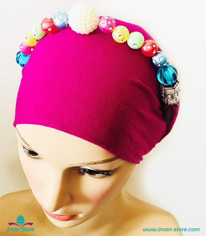 Turban à perles Maryam rose fushia - Iman Store